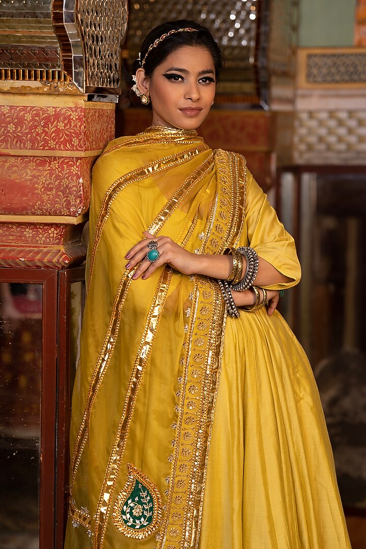 Yellow Chanderi Anarkali Set by GulaboJaipur by Saloni Panwar at Pernia ...