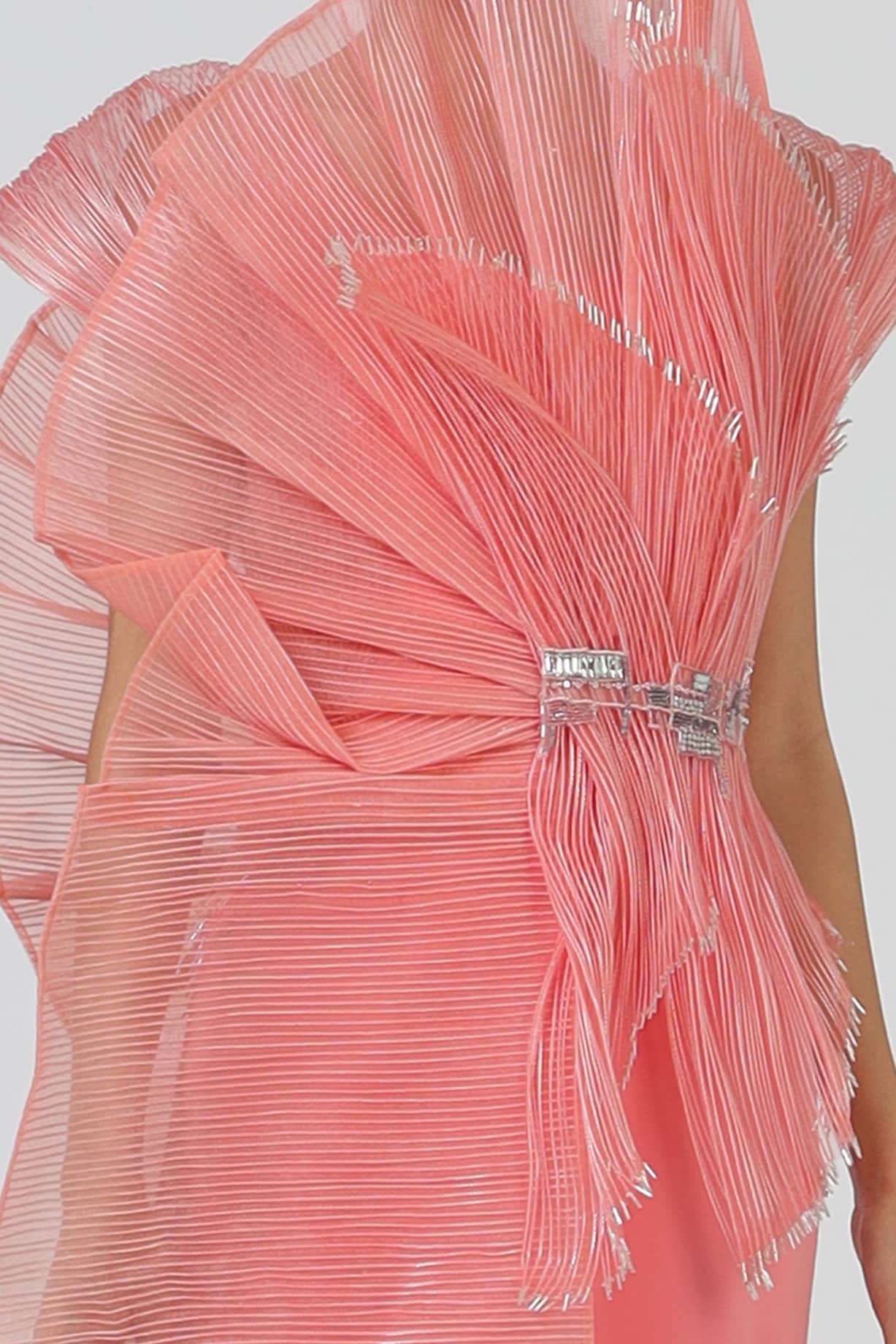 Pink Structured Polyester Gown by Geisha Designs at Pernia's Pop Up ...