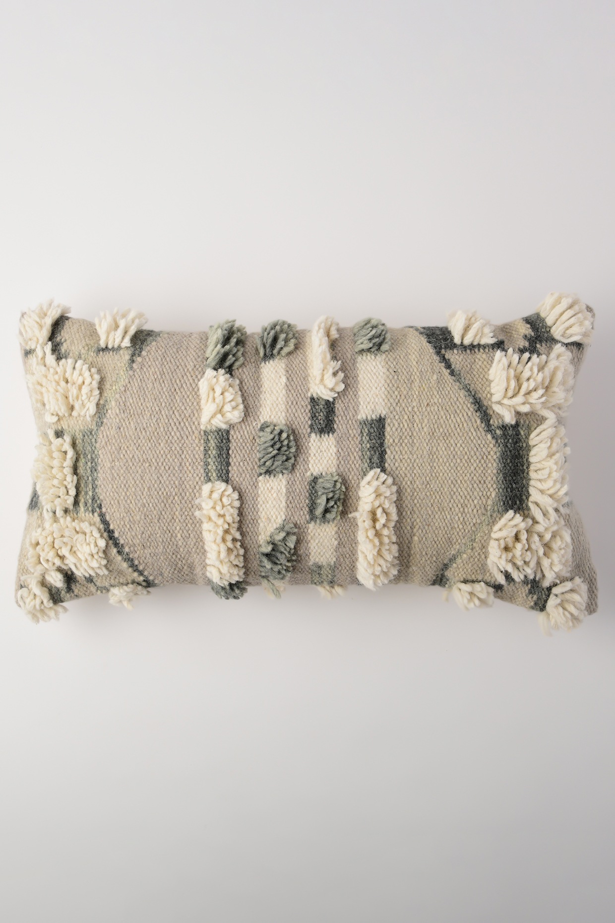 Beige & Grey Handwoven Cushion Cover With Filler by Ghar Ghar at Pernia ...