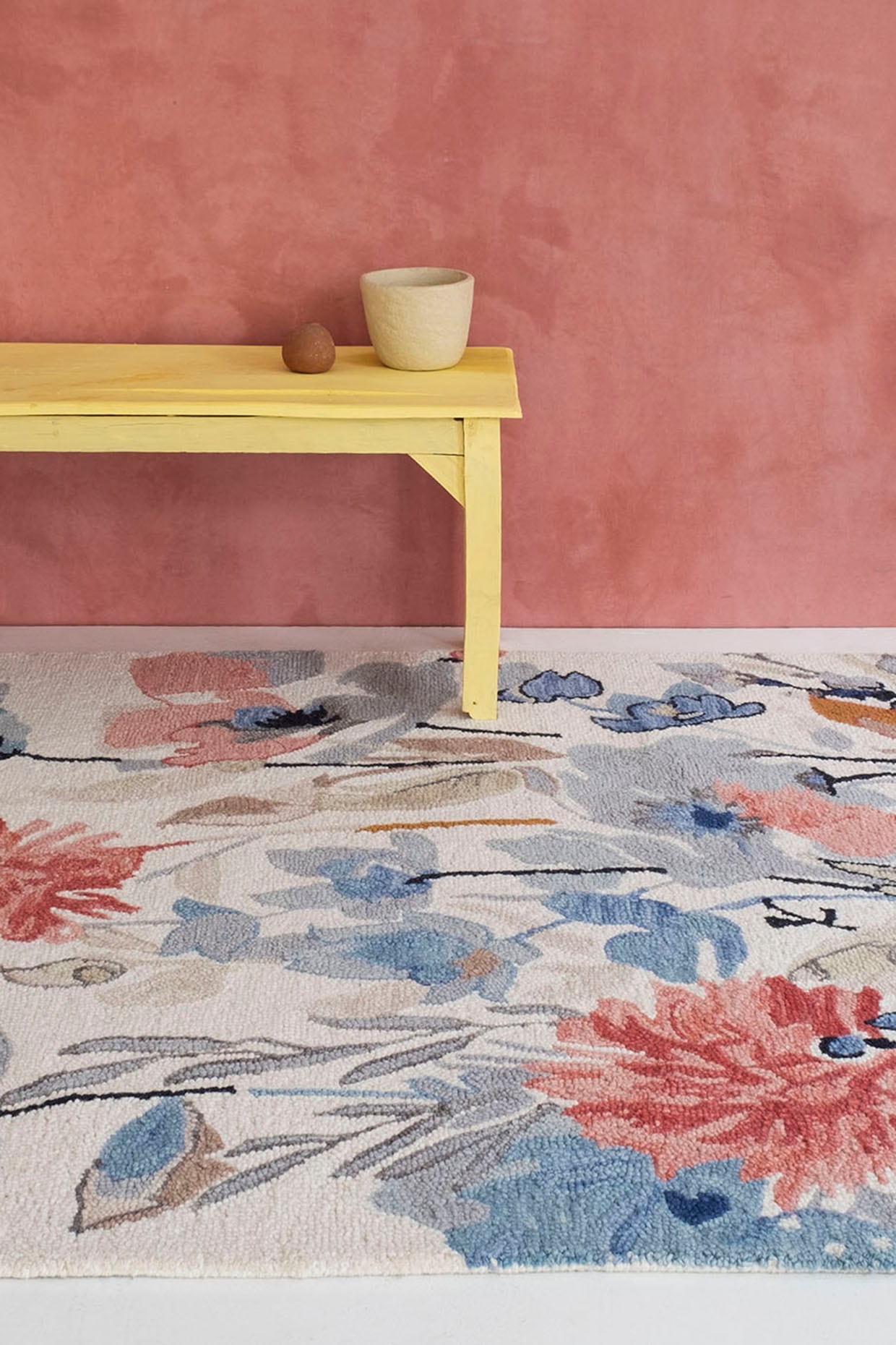 Ivory & Multi-Coloured Rug in Wool by Ghar Ghar at Pernia's Pop Up Shop ...