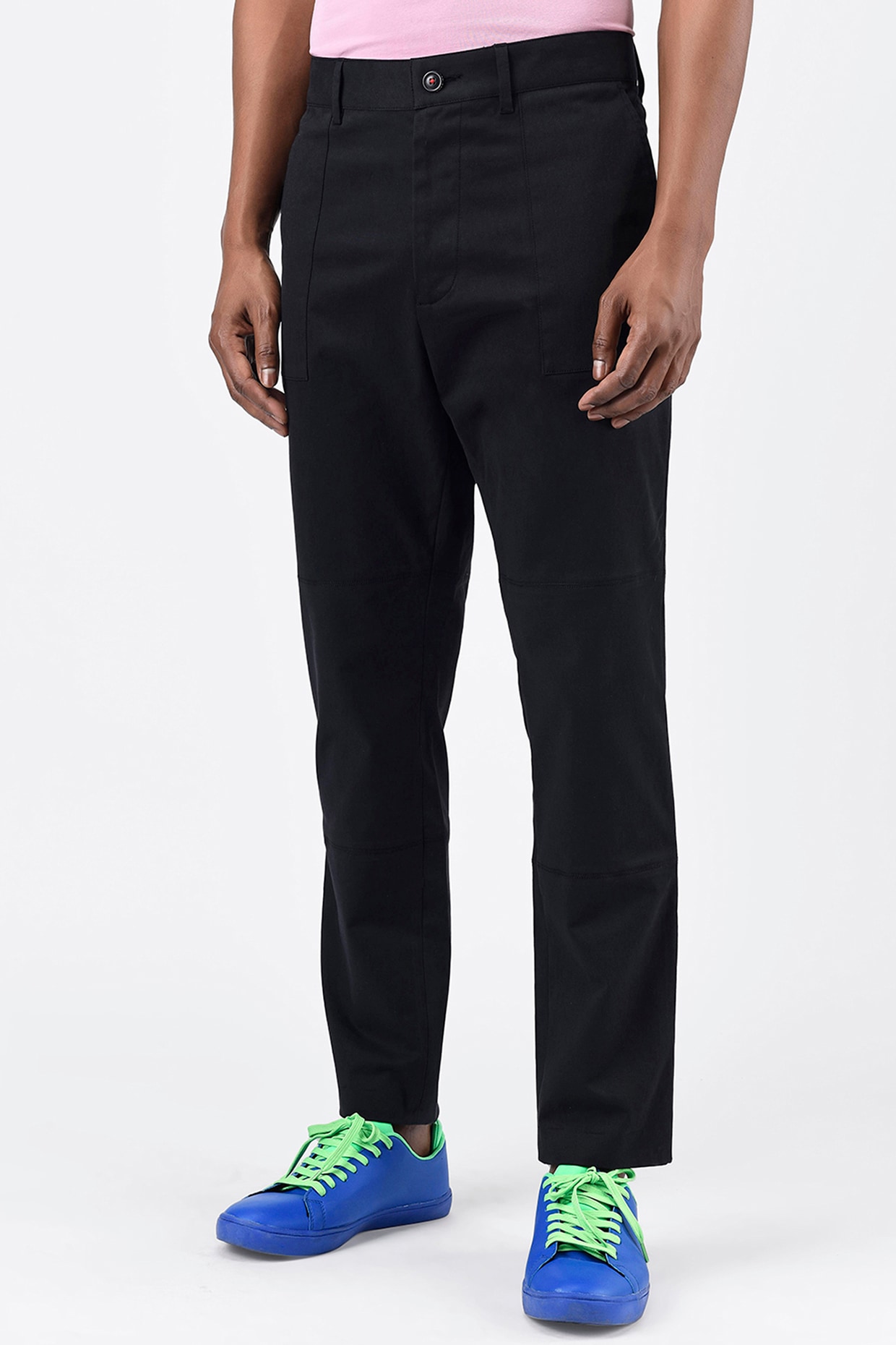 Black Cotton Twill Pants by Genes Lecoanet Hemant Men at Pernia's Pop ...