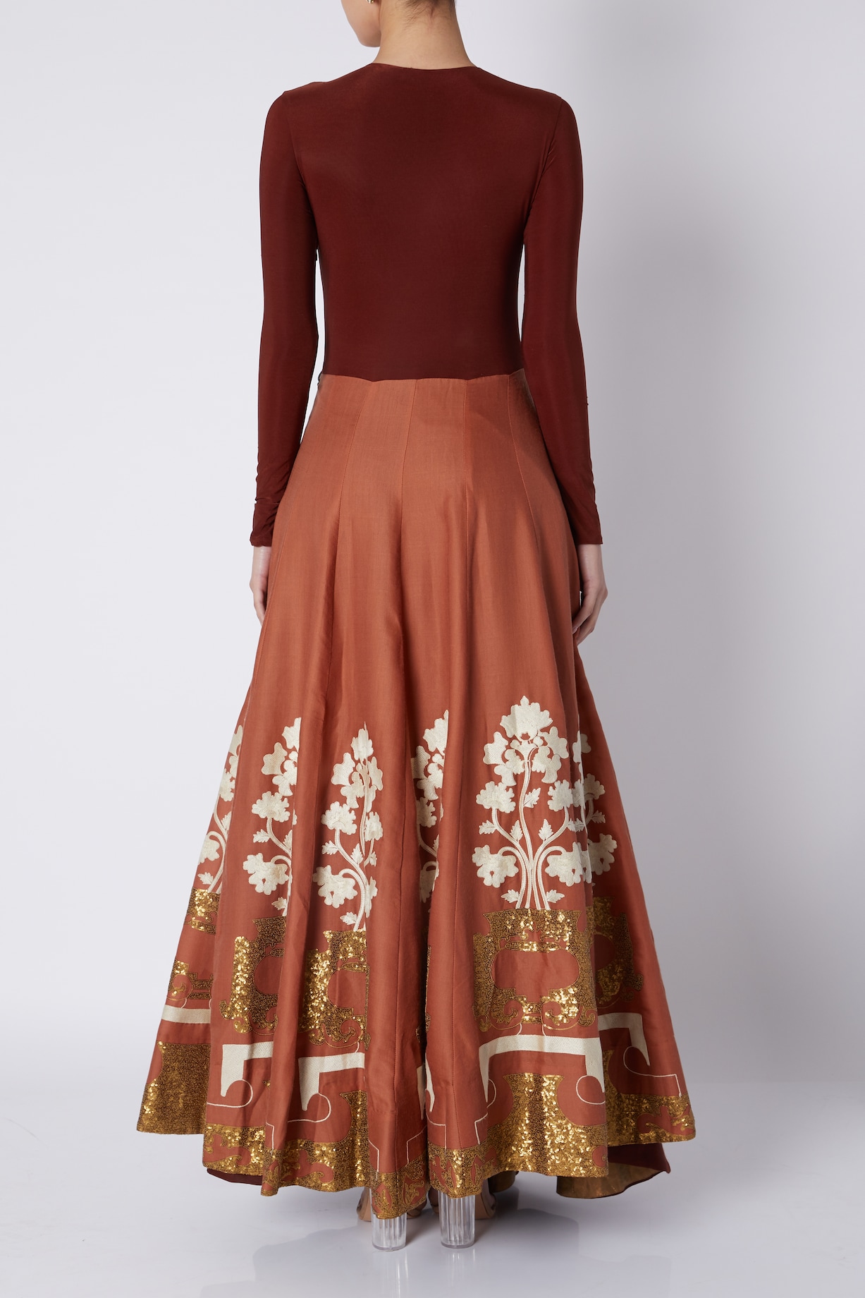 Maroon & Brown Embellished Gown by Sounia Gohil at Pernia's Pop Up Shop ...