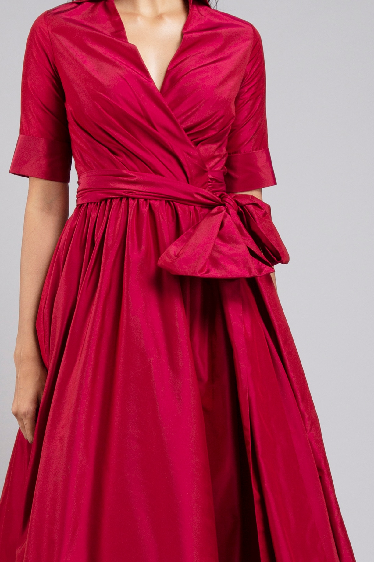 Maroon Taffeta Wrap Gown by Gauri And Nainika at Pernia's Pop Up Shop 2025