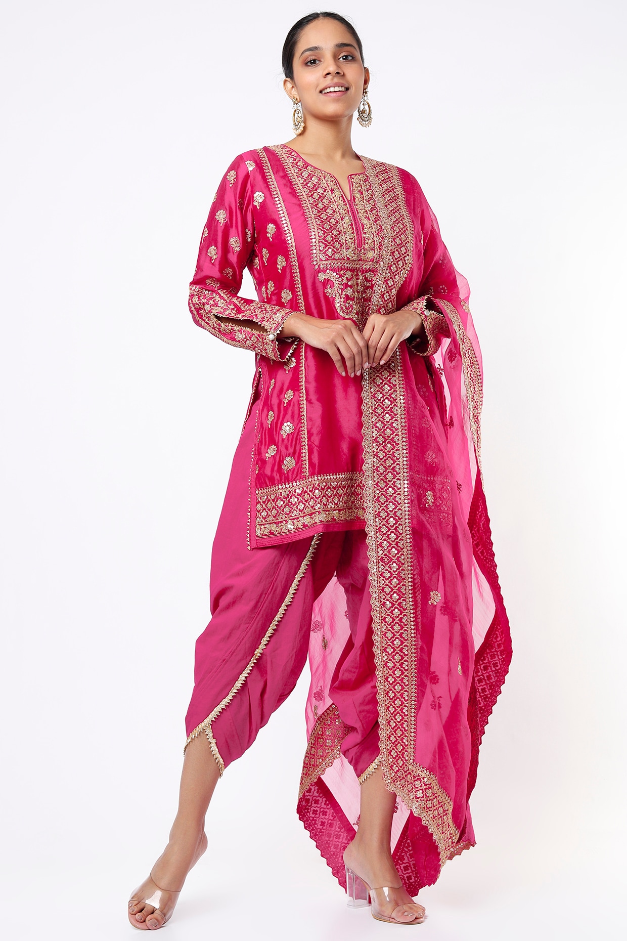 Rani Pink Cotton Dhoti Set by GOPI VAID at Pernia's Pop Up Shop 2025
