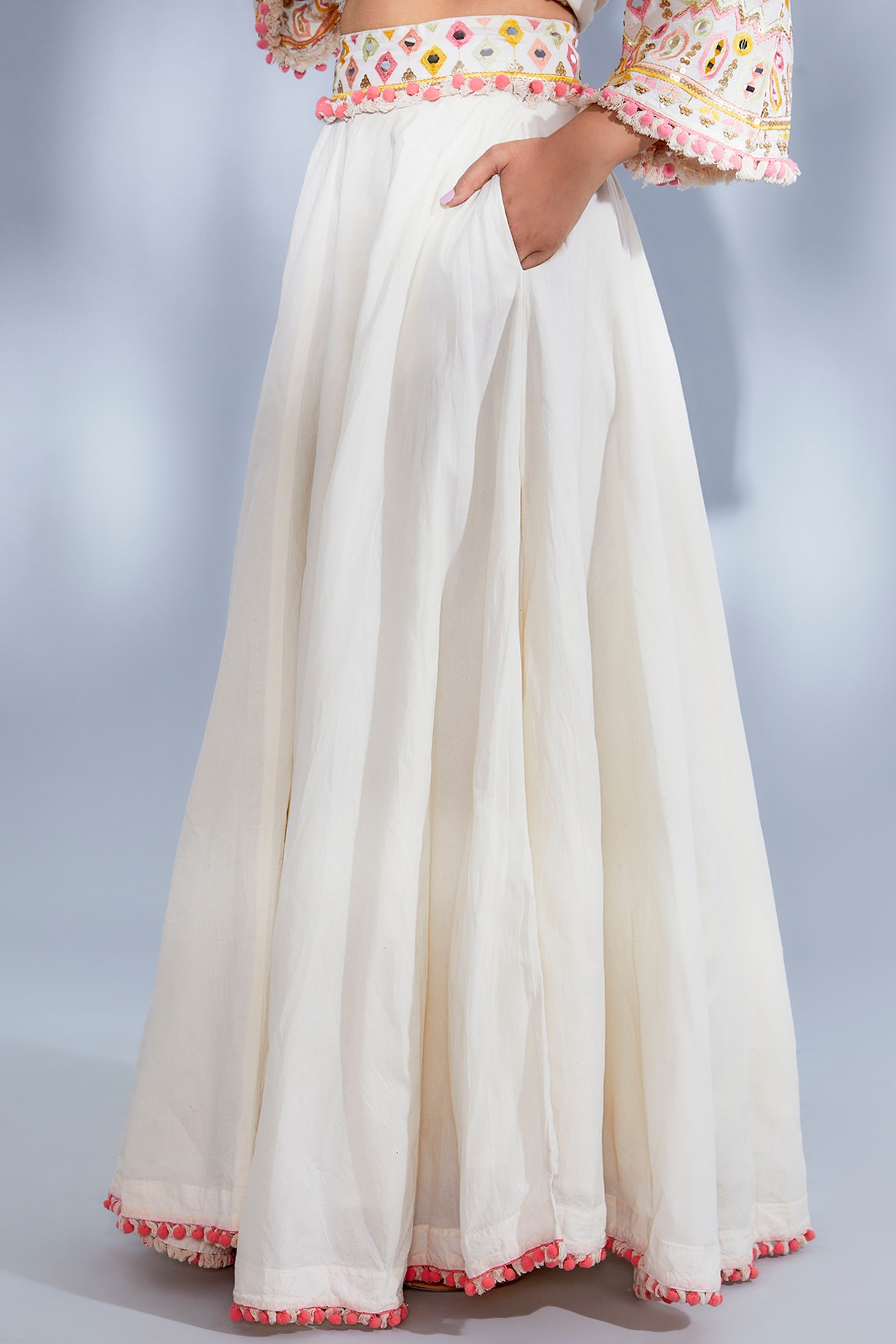 Ivory Organic Cotton Skirt Set by GOPI VAID at Pernia's Pop Up Shop 2025