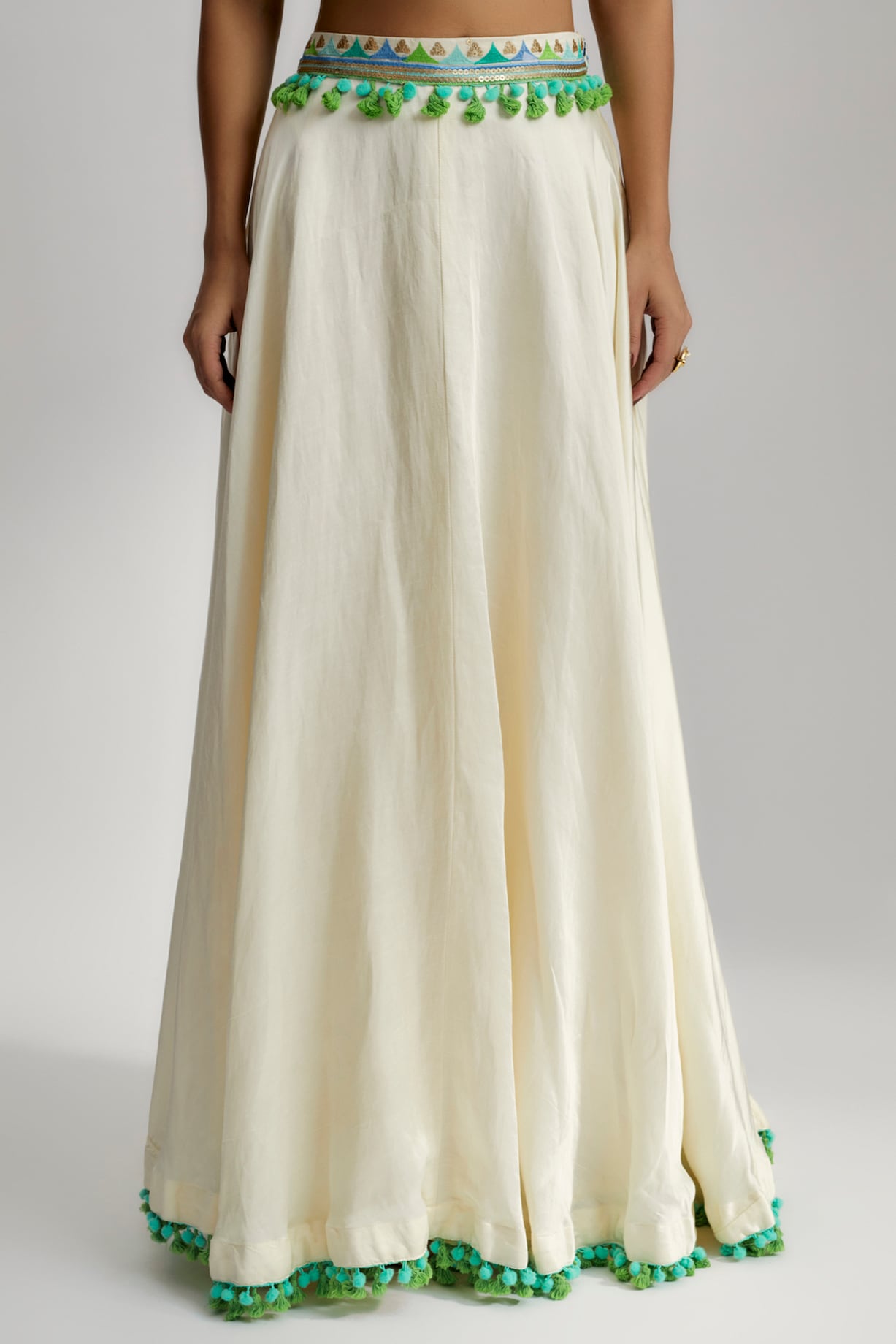 Ivory Viscose Embroidered Skirt Set Design by GOPI VAID at Pernia's Pop Up Shop 2024