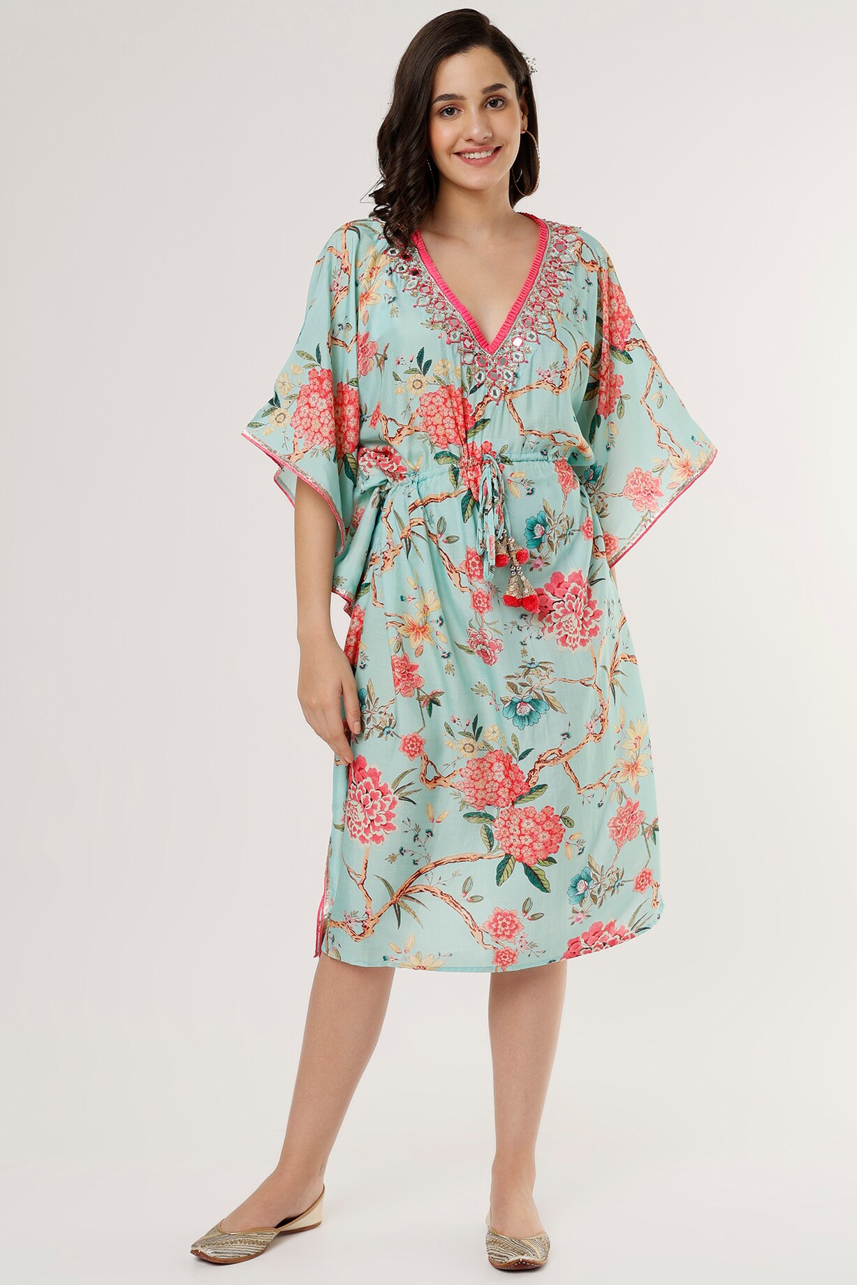 Sky Blue Viscose Kaftan Dress by GOPI VAID at Pernia's Pop Up Shop 2025