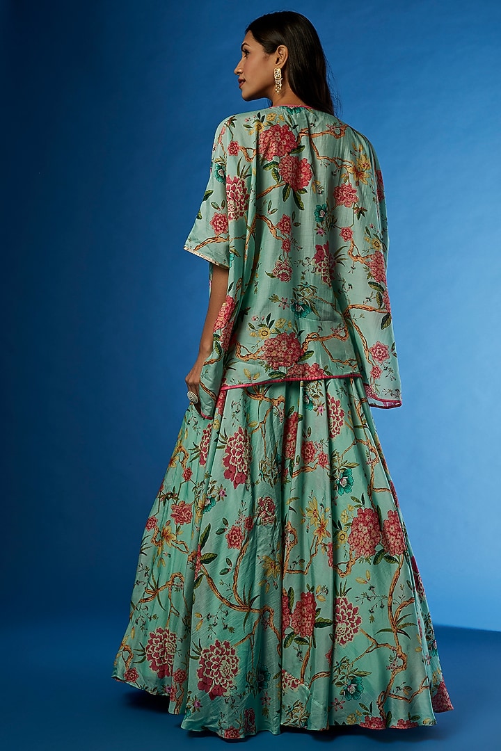 Turquoise Printed Wedding Lehenga Set by GOPI VAID at Pernia's Pop Up ...