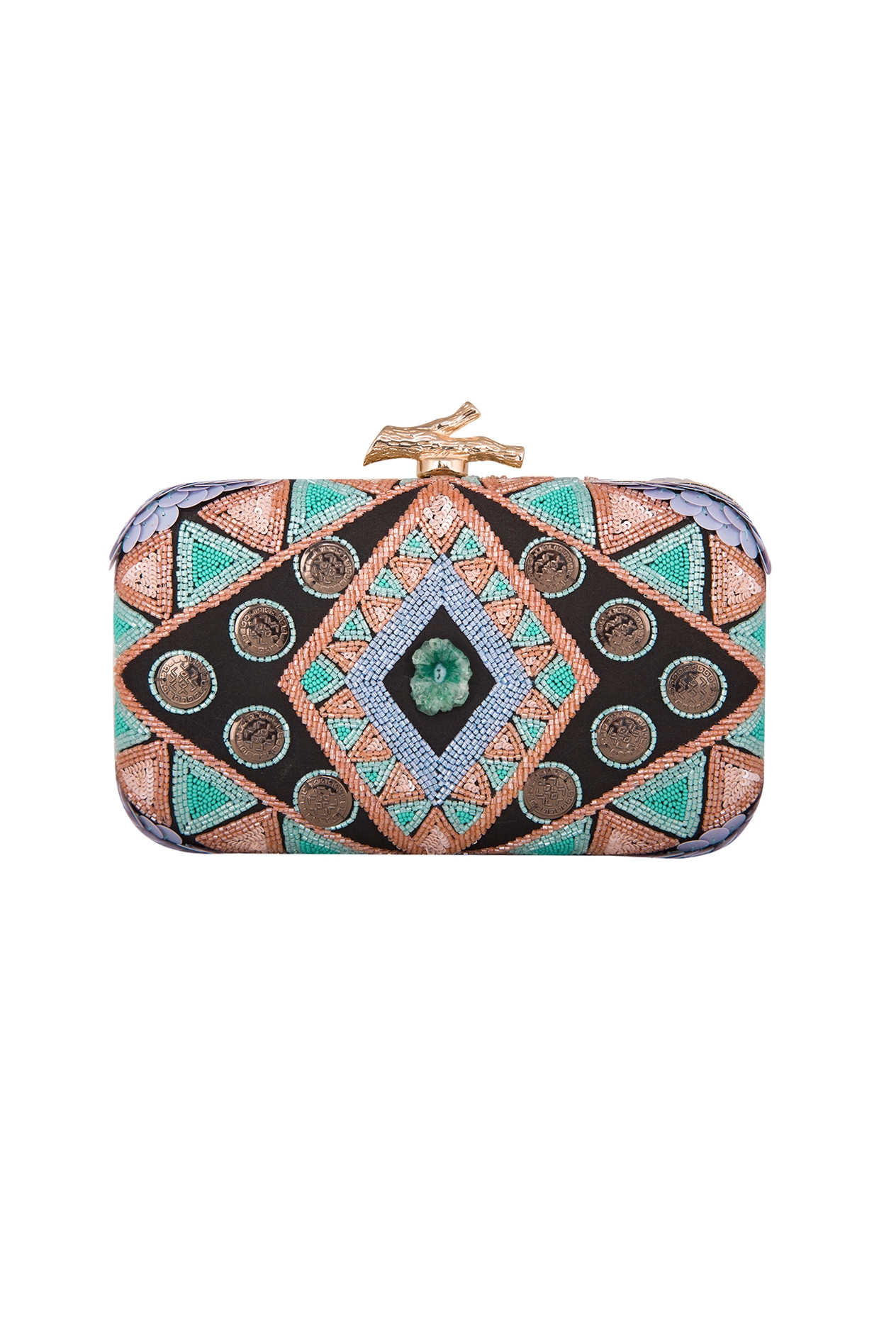 Multi Colored Embroidered Clutch by Durvi at Pernia's Pop Up Shop 2024