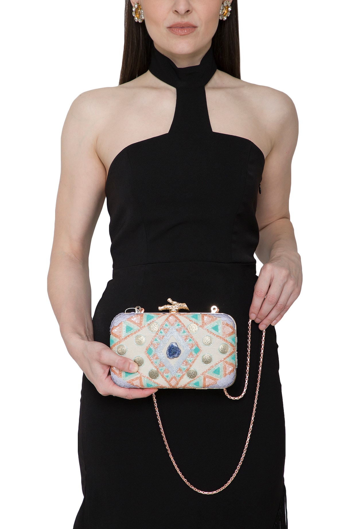 Multi Colored Embroidered Clutch by Durvi at Pernia's Pop Up Shop 2025
