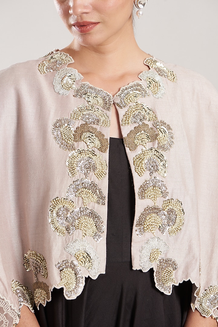 Black Silk Muslin Gown With Cape by Garo at Pernia's Pop Up Shop 2025