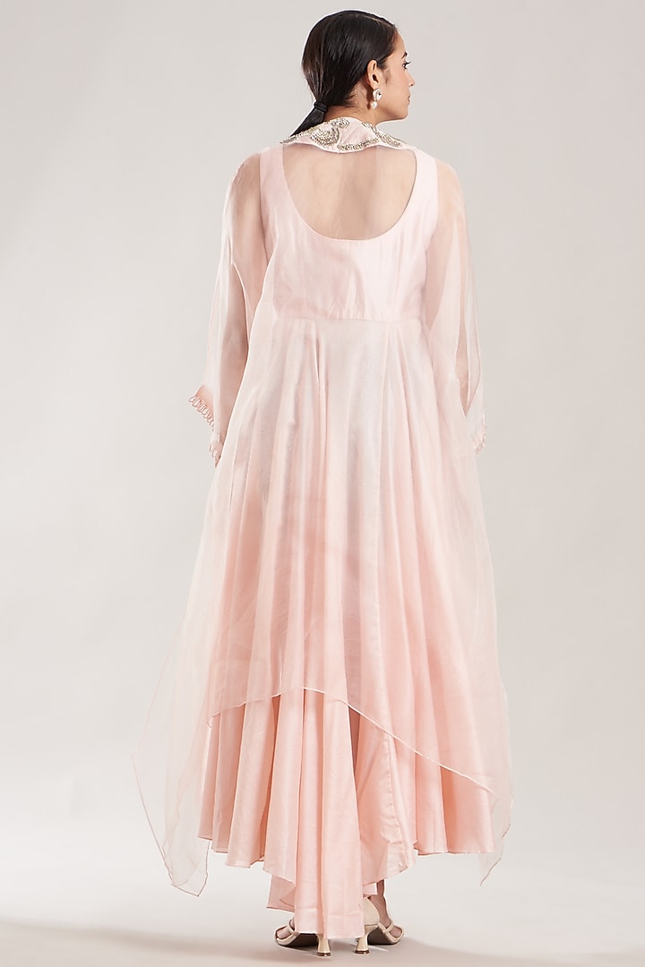 Blush Pink Silk Muslin Gown With Cape by Garo at Pernia's Pop Up Shop 2024