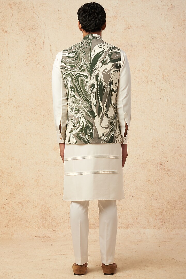 Mint Green Printed Nehru Jacket by HANEET SINGH at Pernia's Pop Up Shop ...