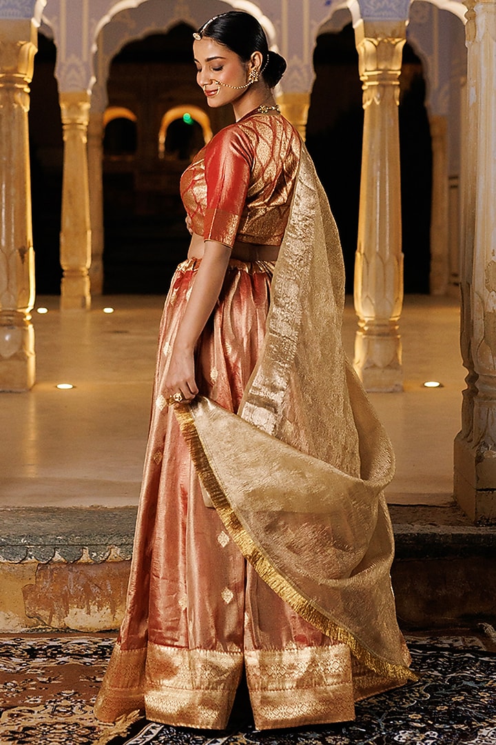 Red Tissue Handcrafted Lehenga Set by Geroo Jaipur at Pernia's Pop Up ...