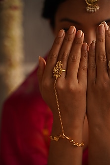 Gold Finish Hathphool In Sterling Silver Design by Gulaal Jewels at ...