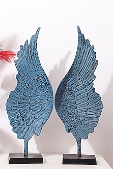Cobalt Blue Metal Angel Wings Table Top Showpiece (Set of 2) by Order ...