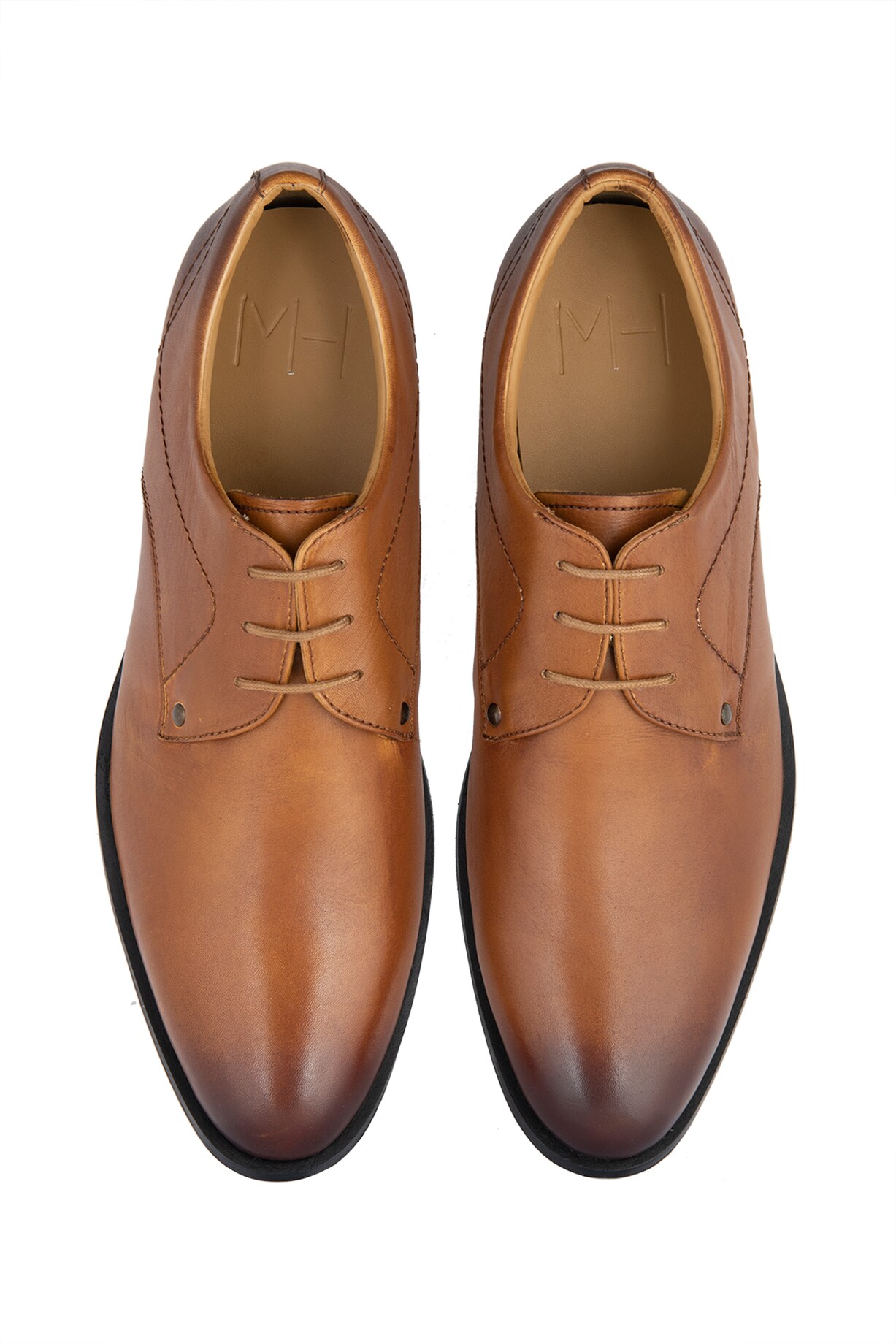 Tan Hand Painted Derby Shoes by Harper Woods at Pernia's Pop Up Shop 2025