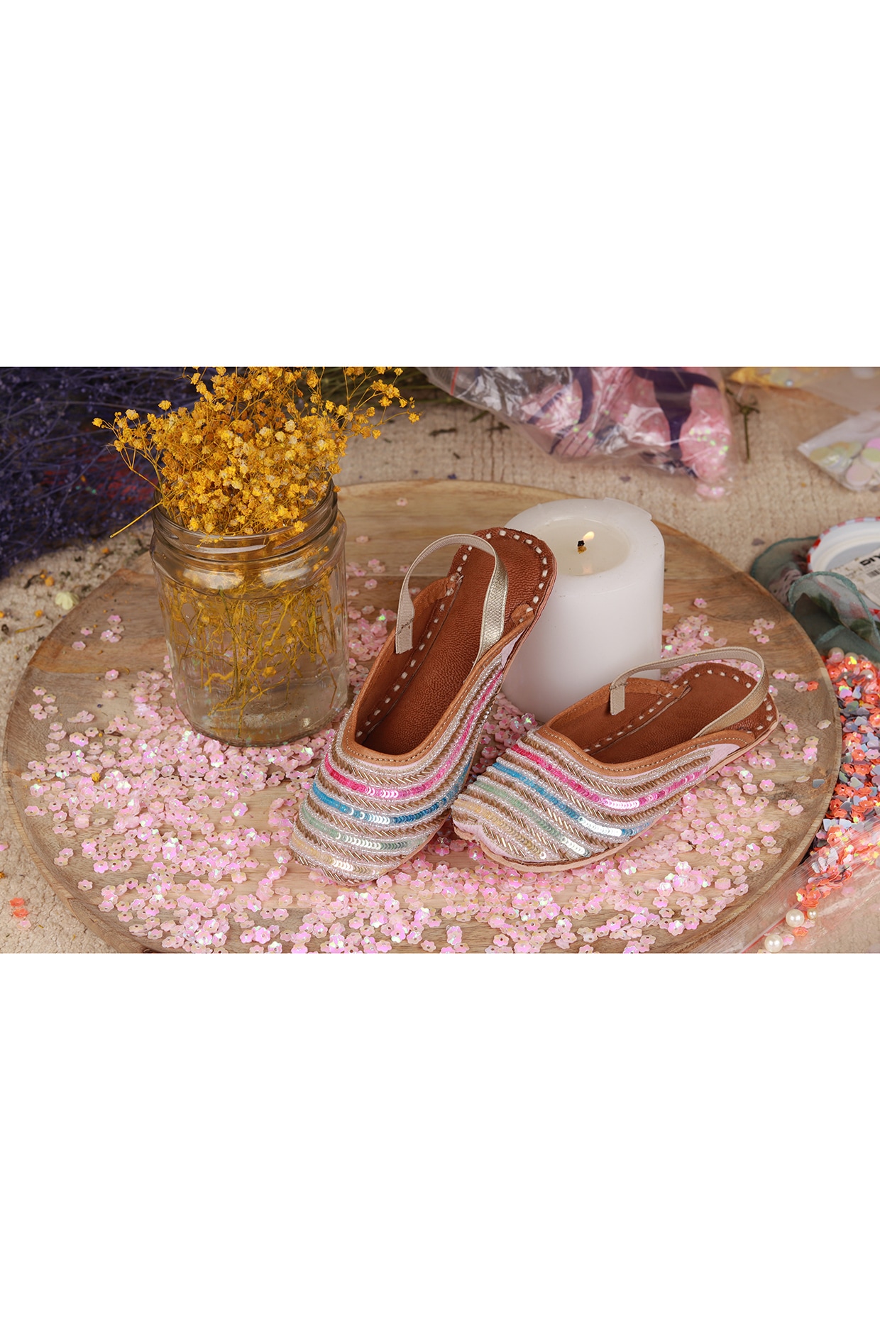 Multi-Colored Leather Embroidered Mules For Girls by Hello Jr at Pernia ...