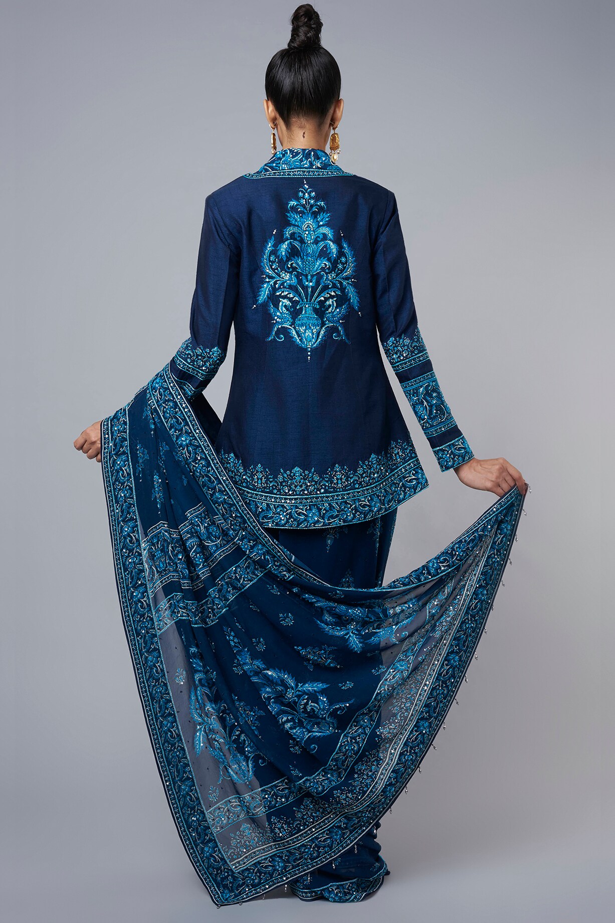 Blue Blazer & Saree Look by Hemant Trevedi at Pernia's Pop Up Shop 2024