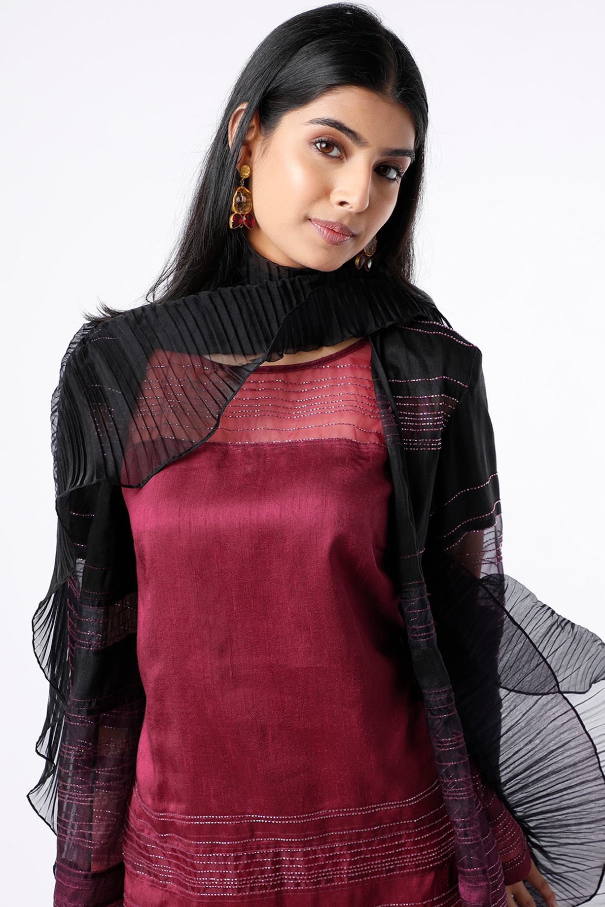 Wine Ombre Tunic Set Design by Hemant Trevedi at Pernia's Pop Up Shop 2024