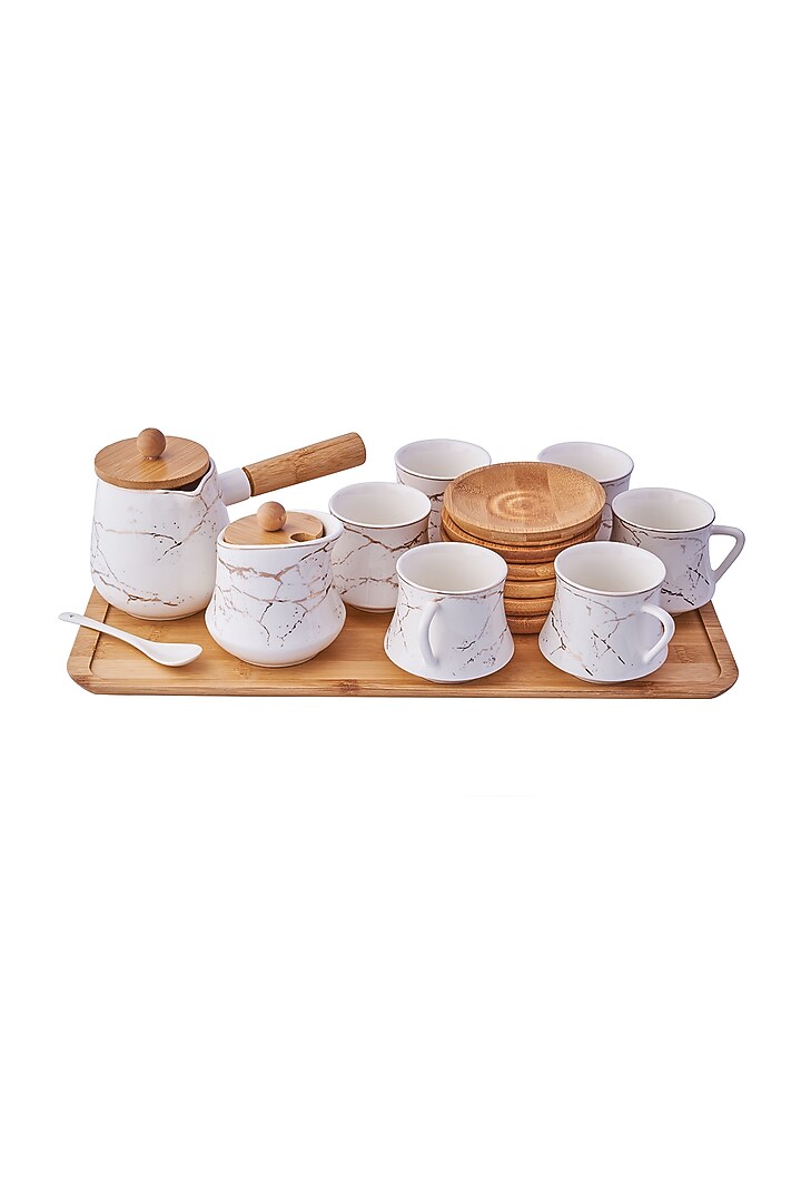 White Ceramic Marble Finish Tea Set by H2H at Pernia's Pop Up Shop 2026