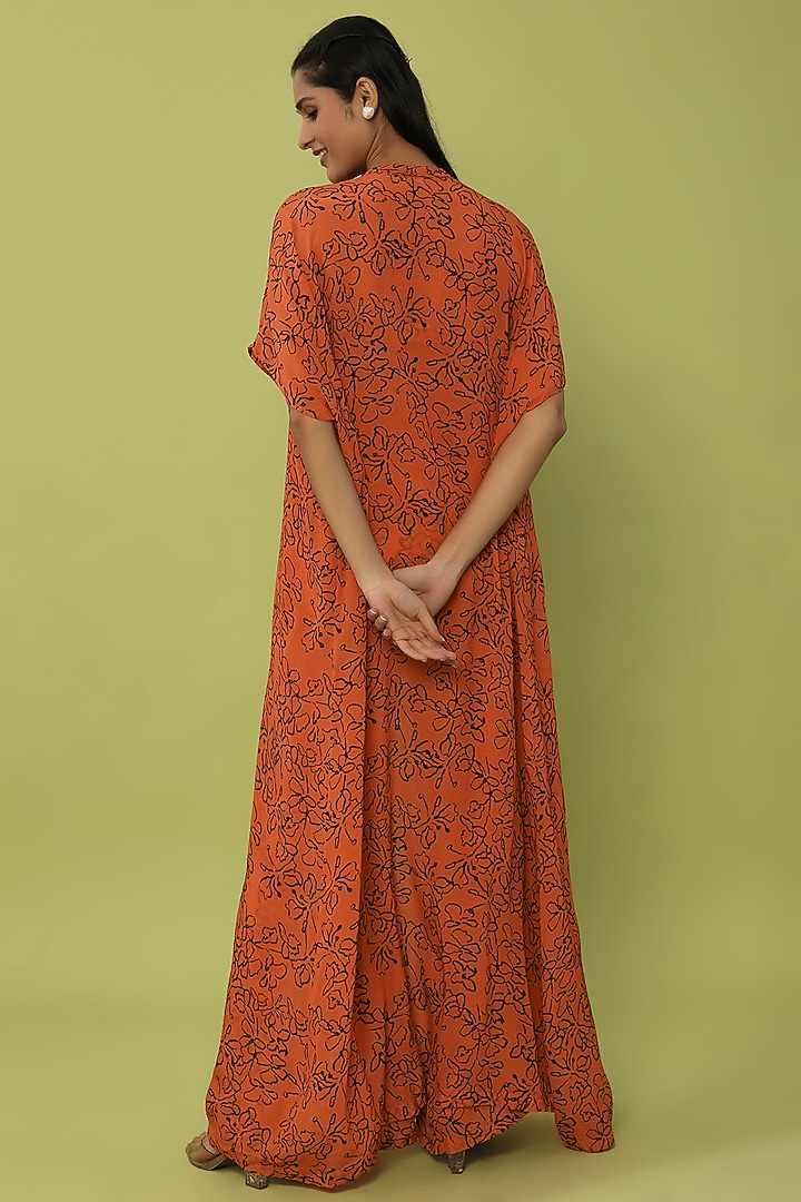 Orange Crepe Printed Cape Set by House of Hiya at Pernia's Pop Up Shop 2026