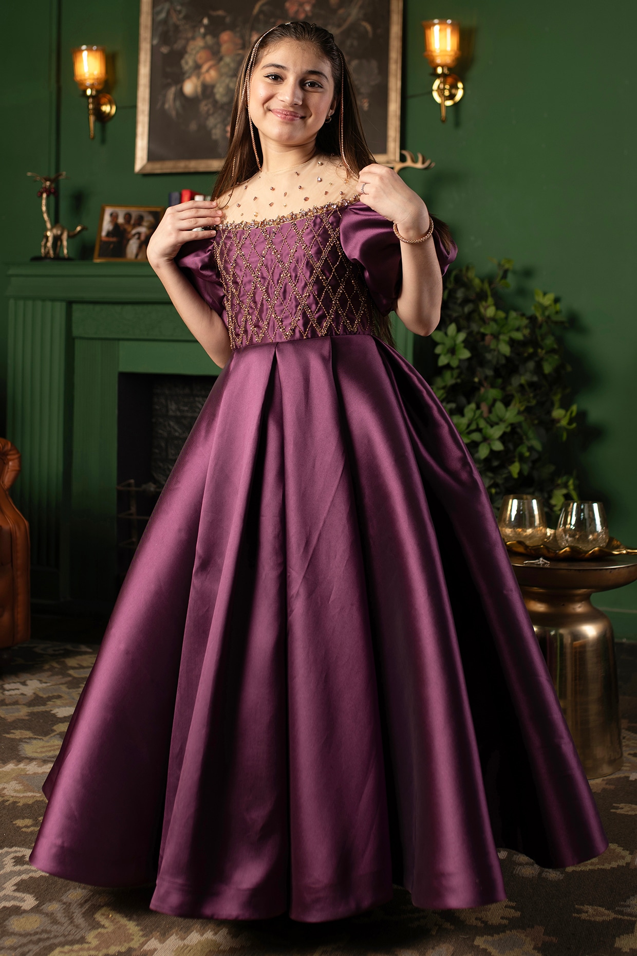 Purple Dutch Satin Gown For Girls by Hoity Moppet at Pernia's Pop Up ...