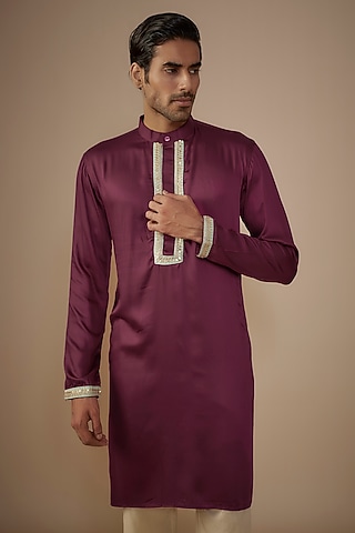 Deep Maroon Silk Kurta by House of K.C at Pernia's Pop Up Shop 2026