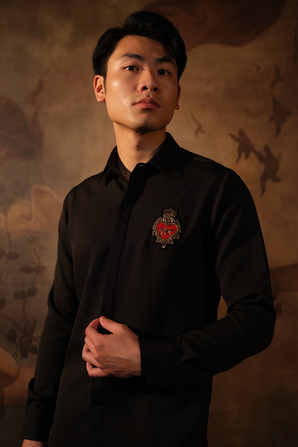 Black Italian Banana Crepe Thread Embroidered Shirt by HOUSE OF KOA at ...