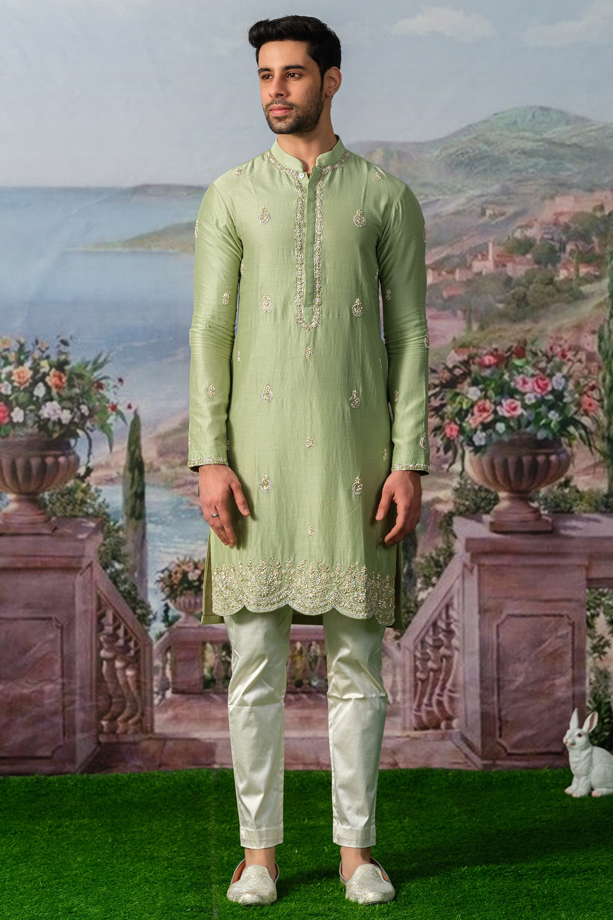 Jade Chanderi Silk Kurta Set by HOUSE OF KOA at Pernia's Pop Up Shop 2024