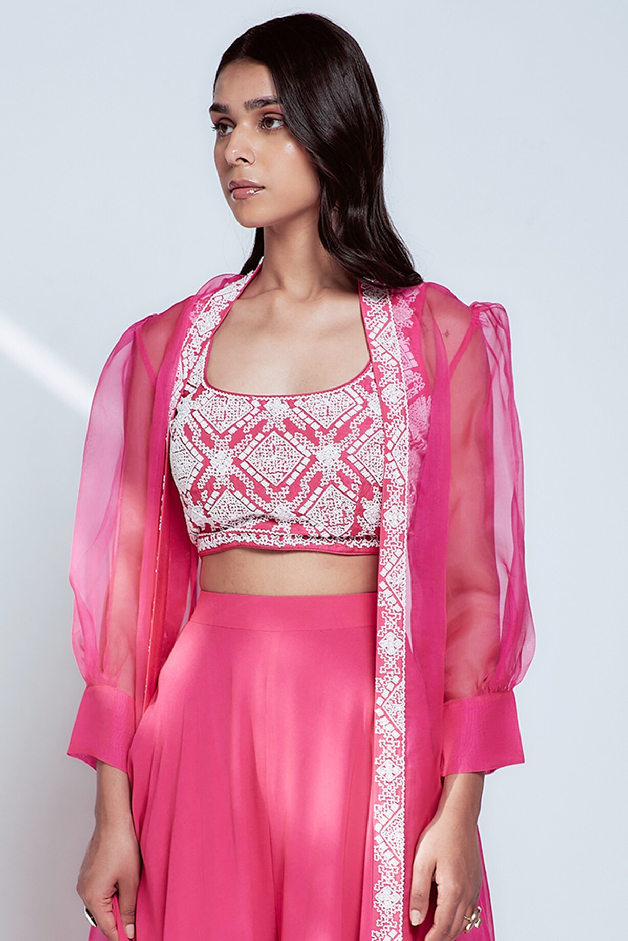 Pink Hand Embroidered Cape Set Design by House of Pink at Pernia's Pop ...