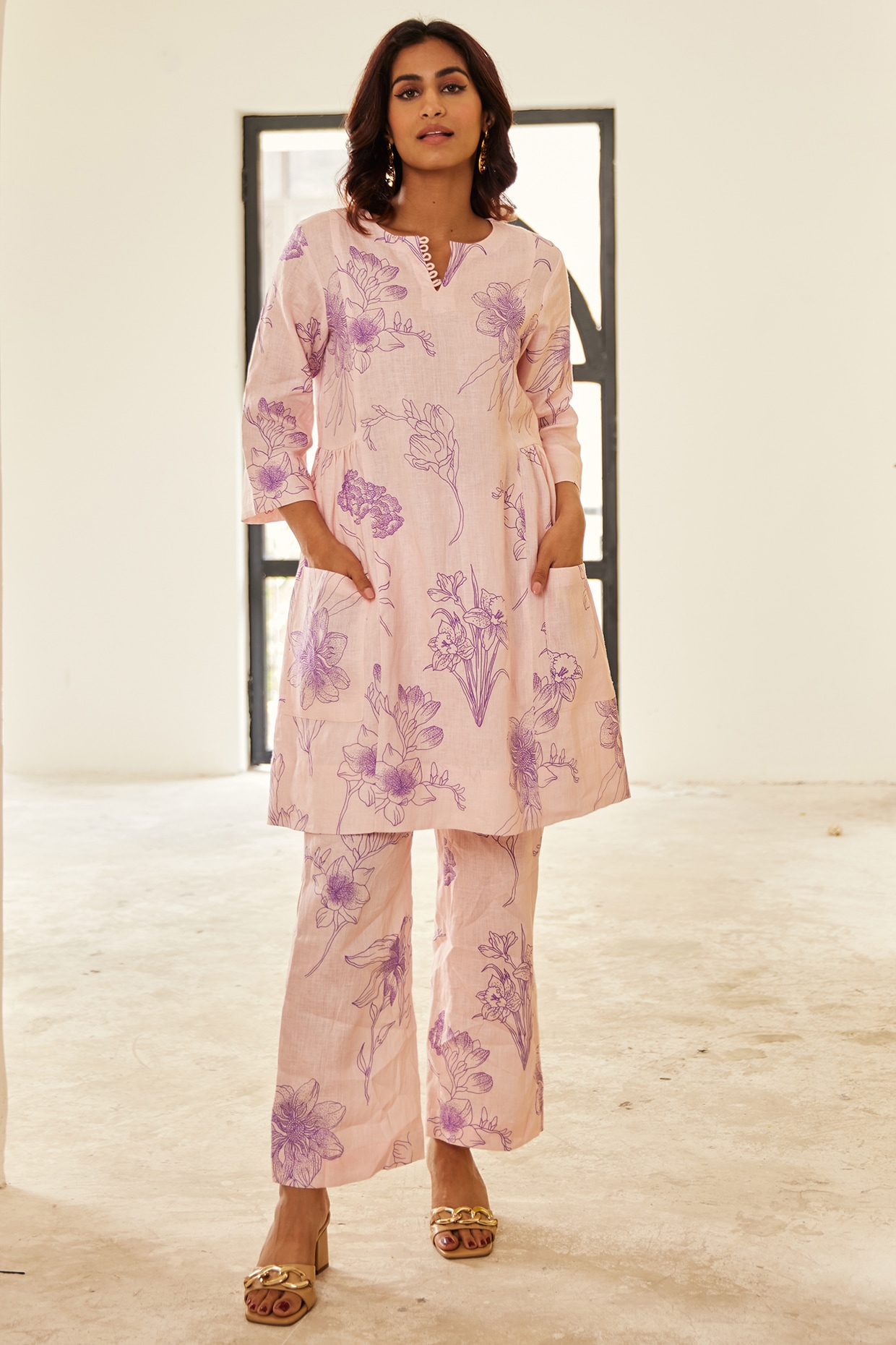 Light Pink Linen Tunic Set by House of Pink at Pernia's Pop Up Shop 2025