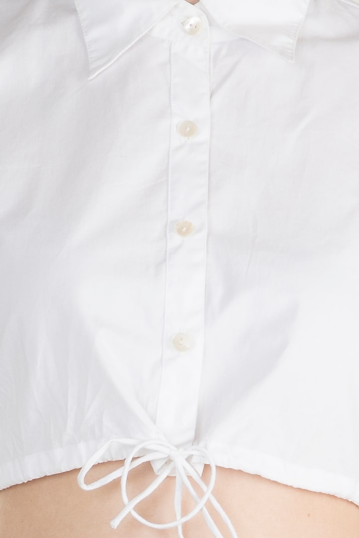 White Drawstring Crop Top by House of Sohn at Pernia's Pop Up Shop 2026