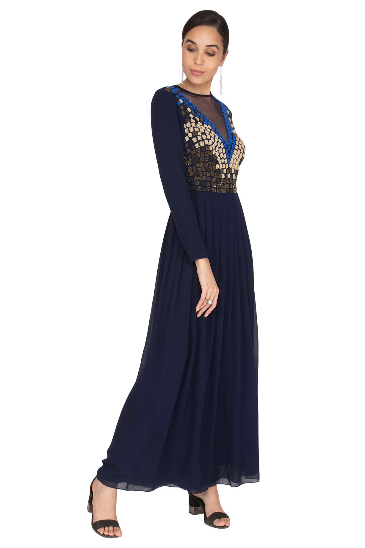 Navy Blue Embroidered Gown by Lavender at Pernia's Pop Up Shop 2025