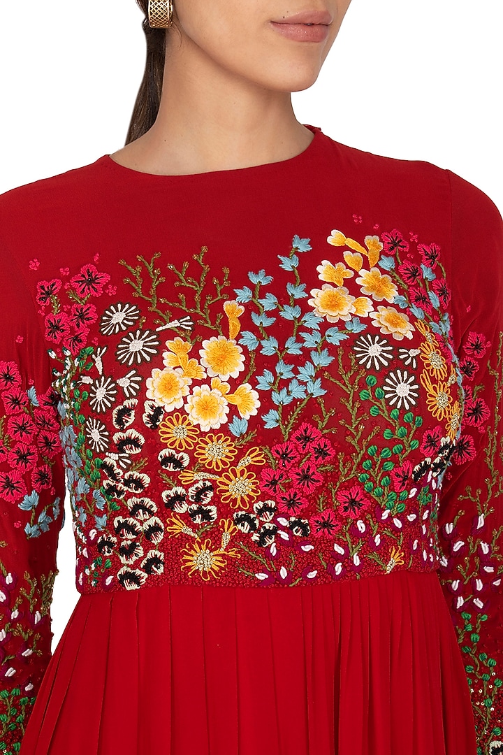 Red Hand Embroidered Gown by Lavender at Pernia's Pop Up Shop 2025