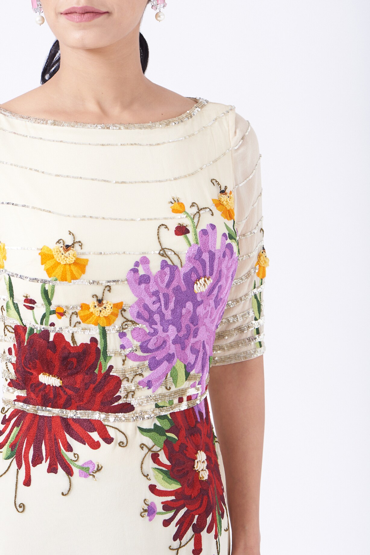 White Hand Embroidered Gown Design by Lavender at Pernia's Pop Up Shop 2024