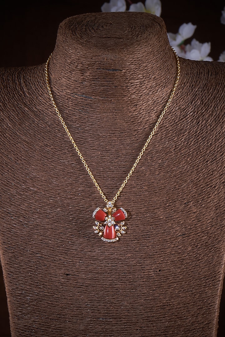 Gold Finish Moissanite Polki Necklace In Sterling Silver by Hunar at ...