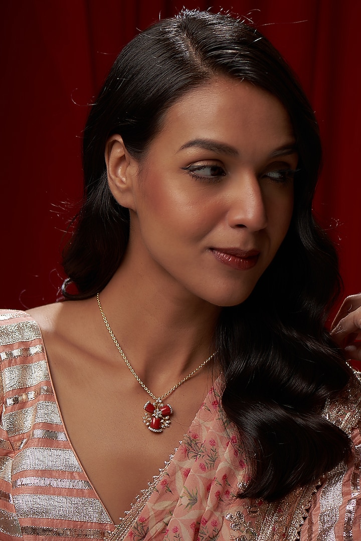 Gold Finish Moissanite Polki Necklace In Sterling Silver by Hunar at ...