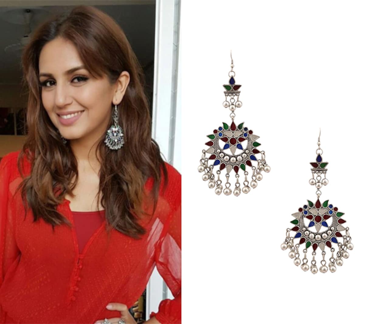 Ritika Sachdeva presents Silver plated meena cutwork earrings available only at Pernia's Pop Up ...