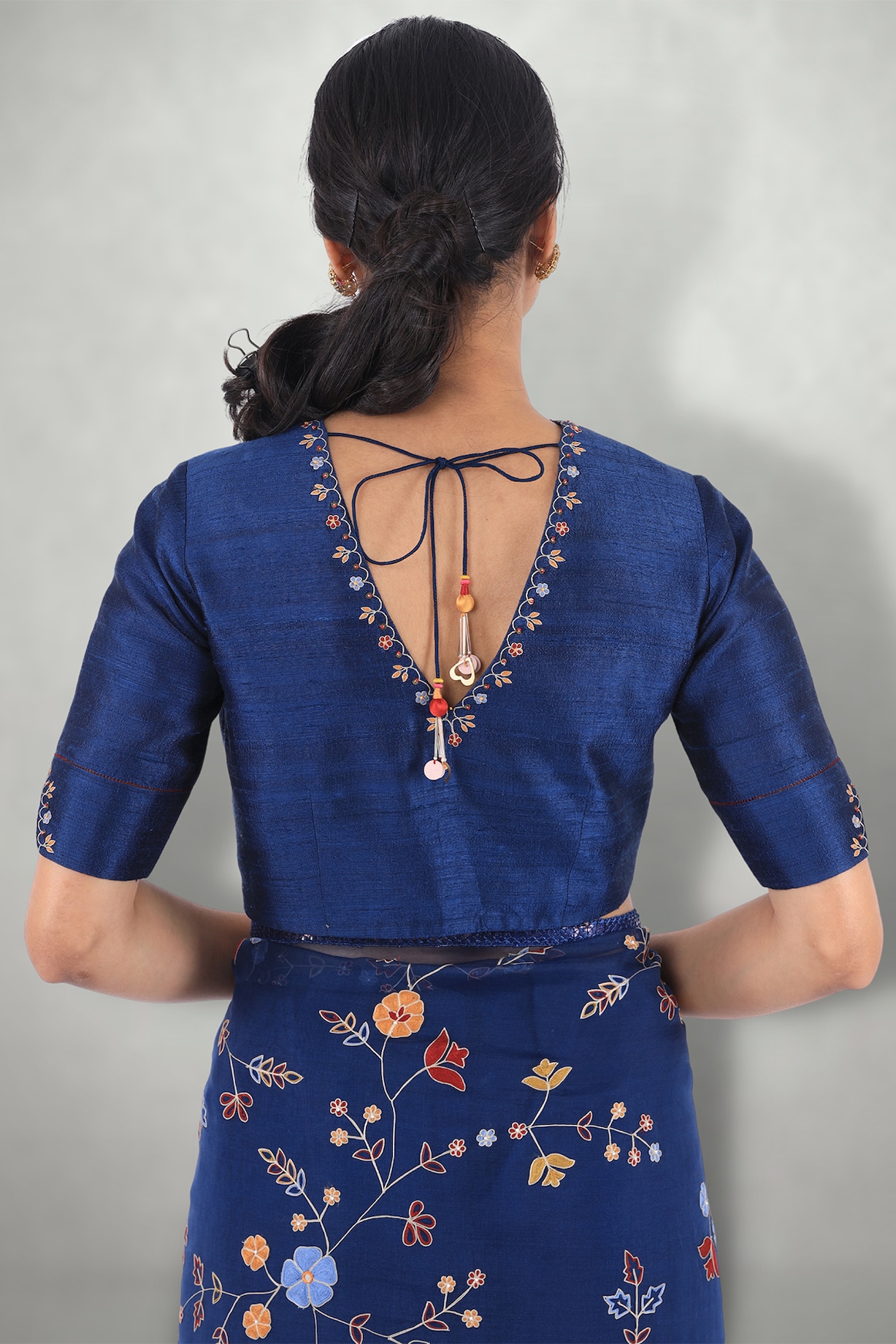 Dark Blue Embroidered Blouse by I Am Design at Pernia's Pop Up Shop 2025