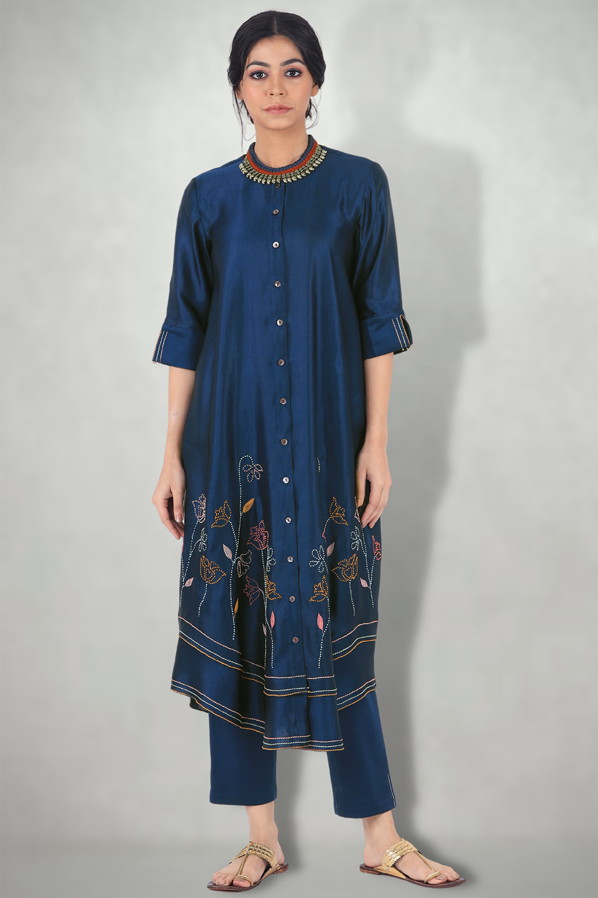 Blue Embroidered Kurta Set by I Am Design at Pernia's Pop Up Shop 2026