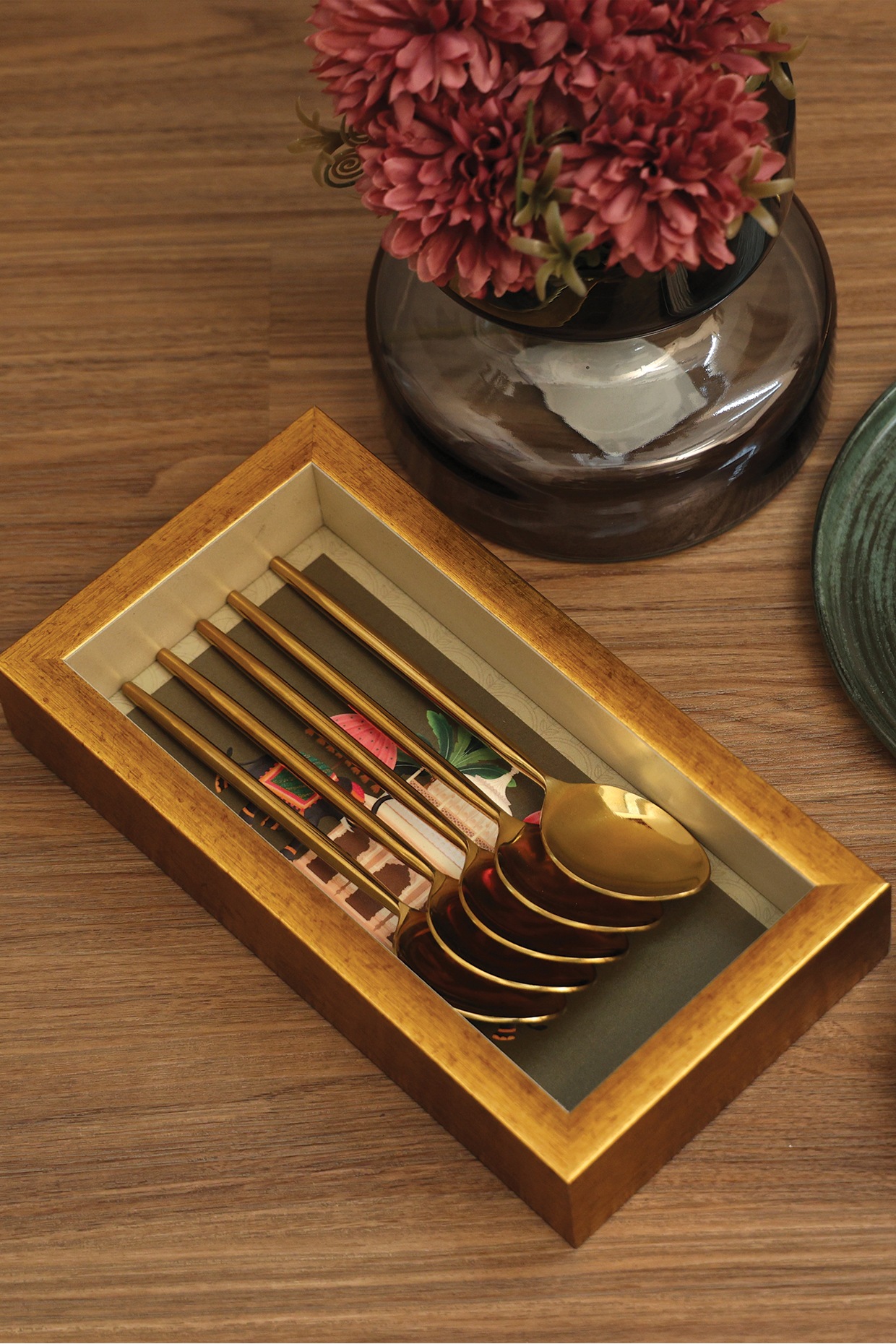 Gold MDF Printed Spoon Tray by ICRAFT at Pernia's Pop Up Shop 2025