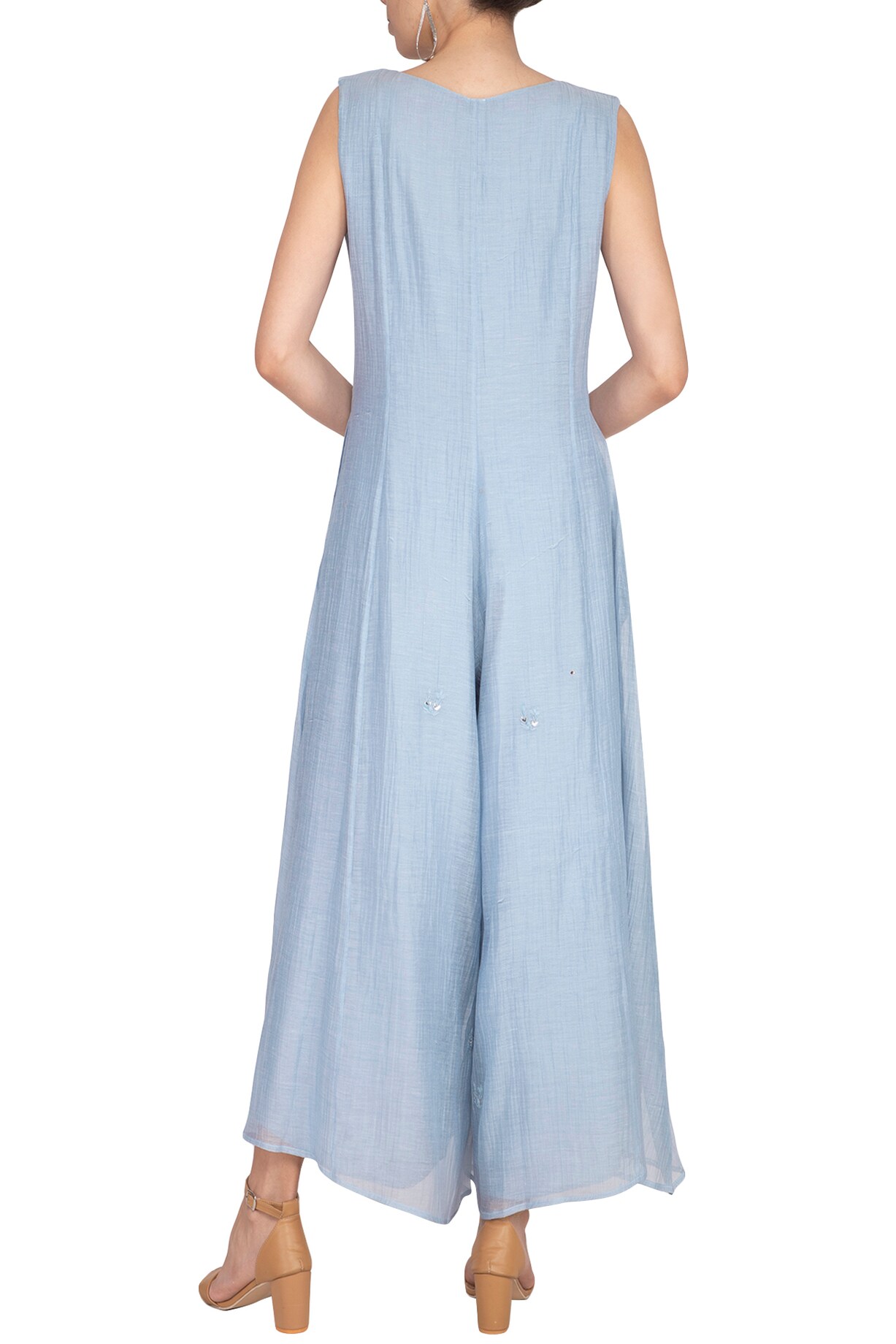 Powder Blue Embroidered Jumpsuit by IHA at Pernia's Pop Up Shop 2024