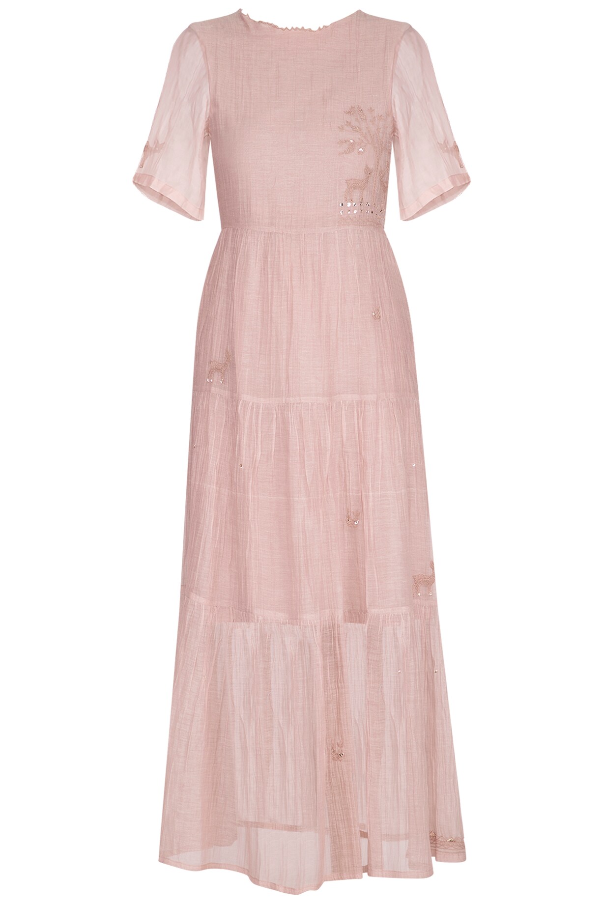 Onion Pink Embroidered Tiered Dress Design by IHA at Pernia's Pop Up ...