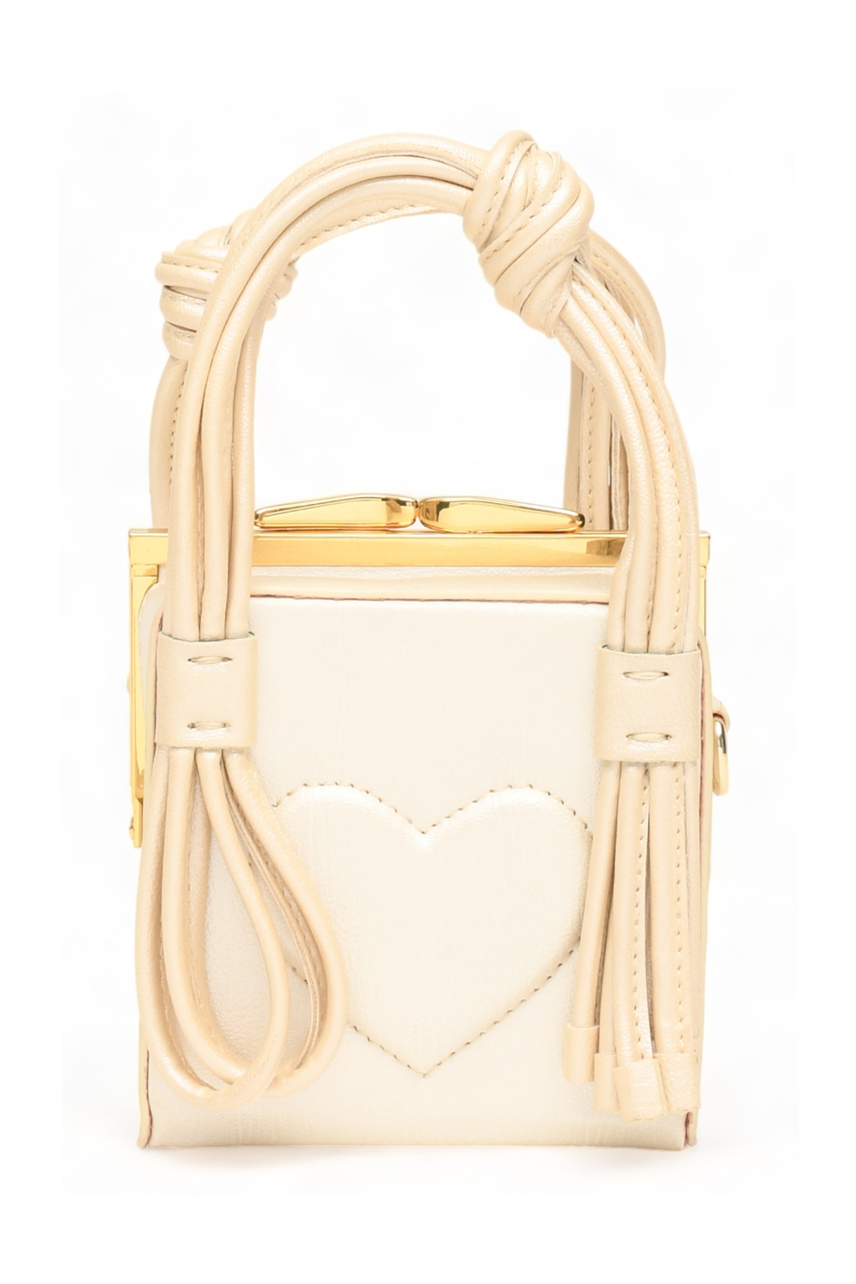 White Faux Leather Love Knot Cube Handbag by Immri at Pernia's Pop Up ...