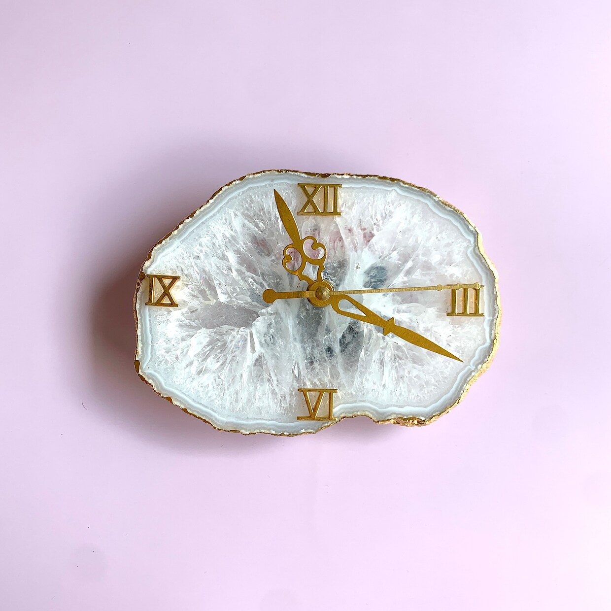 White Agate Stone Table Clock by Gemtherapy at Pernia's Pop Up Shop 2025