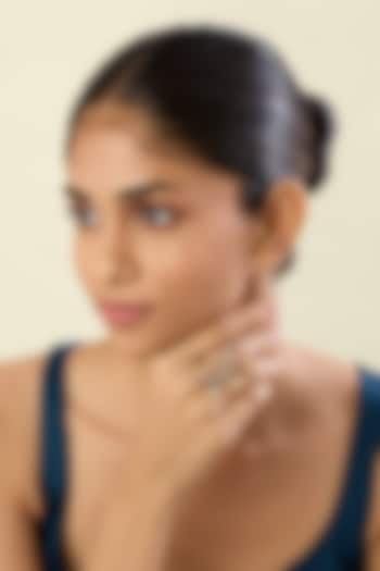 Gold Plated Crystal Zirconia Enameled Two-Finger Ring by Isharya at ...