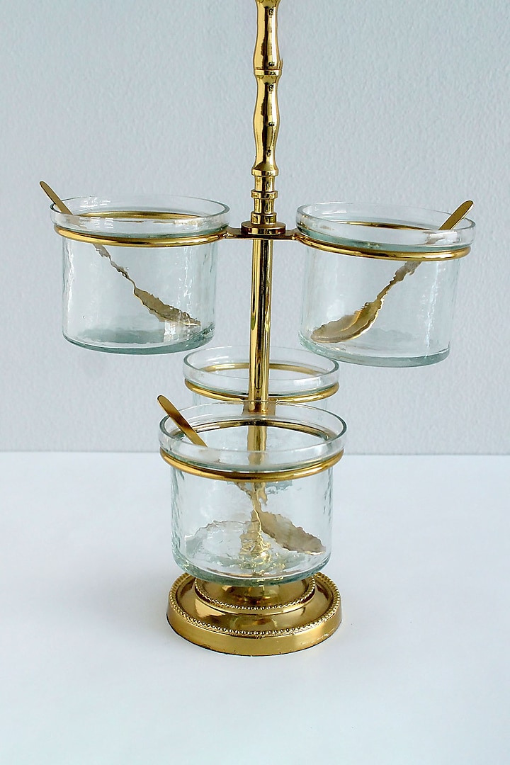 Golden Glass & Brass Two-Tier Nuts Stand by IZZHAAR at Pernia's Pop Up ...