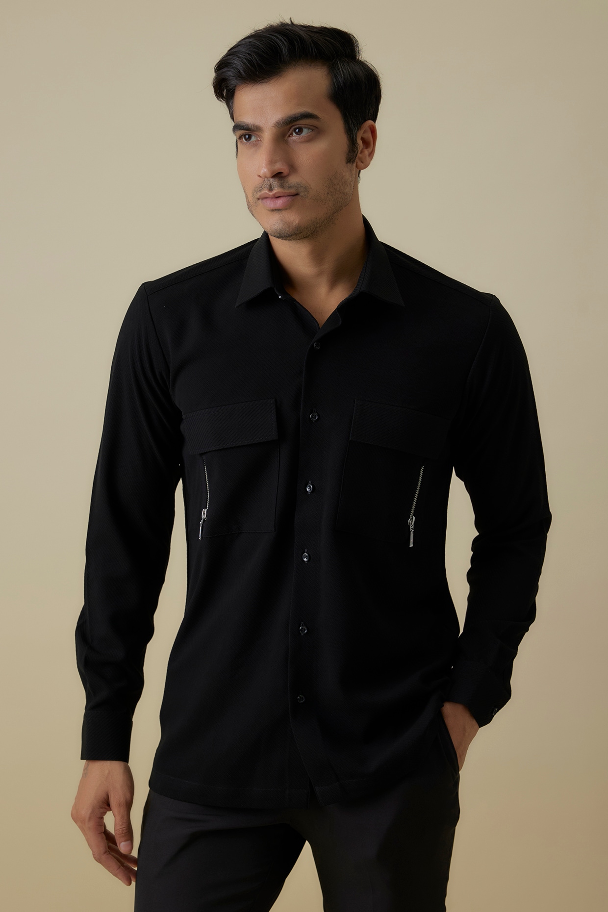 Black Polyester Shirt by Jayesh and Kaajal Shah at Pernia's Pop Up Shop ...