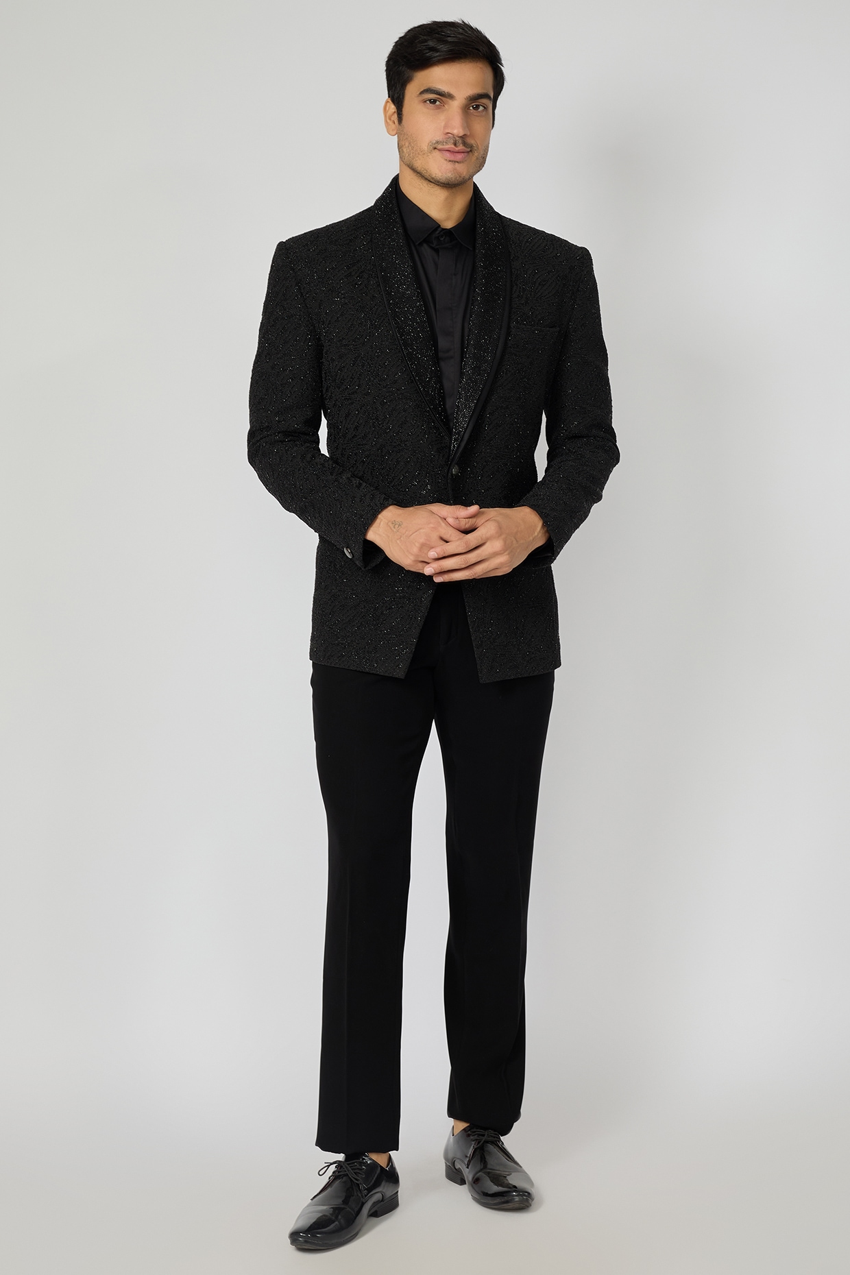 Black Polyester Blazer Set by Jayesh and Kaajal Shah at Pernia's Pop Up ...